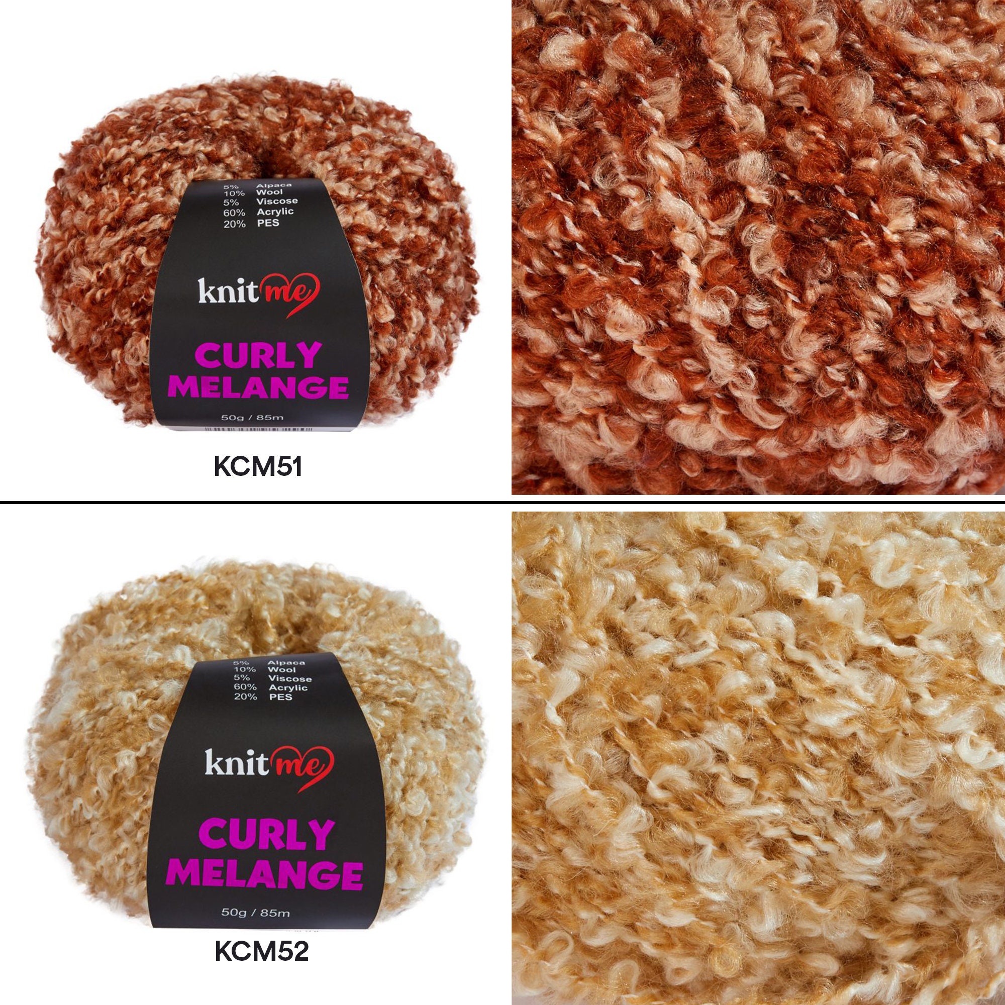 Knitme Curly Melange, Boucle Yarn, Knitting Wool, 50 Gr Yarn, Fluffy ...