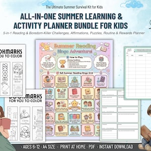 Summer Learning Activity Planner Bundle for Kids | Ages 6-12 (PDF ...