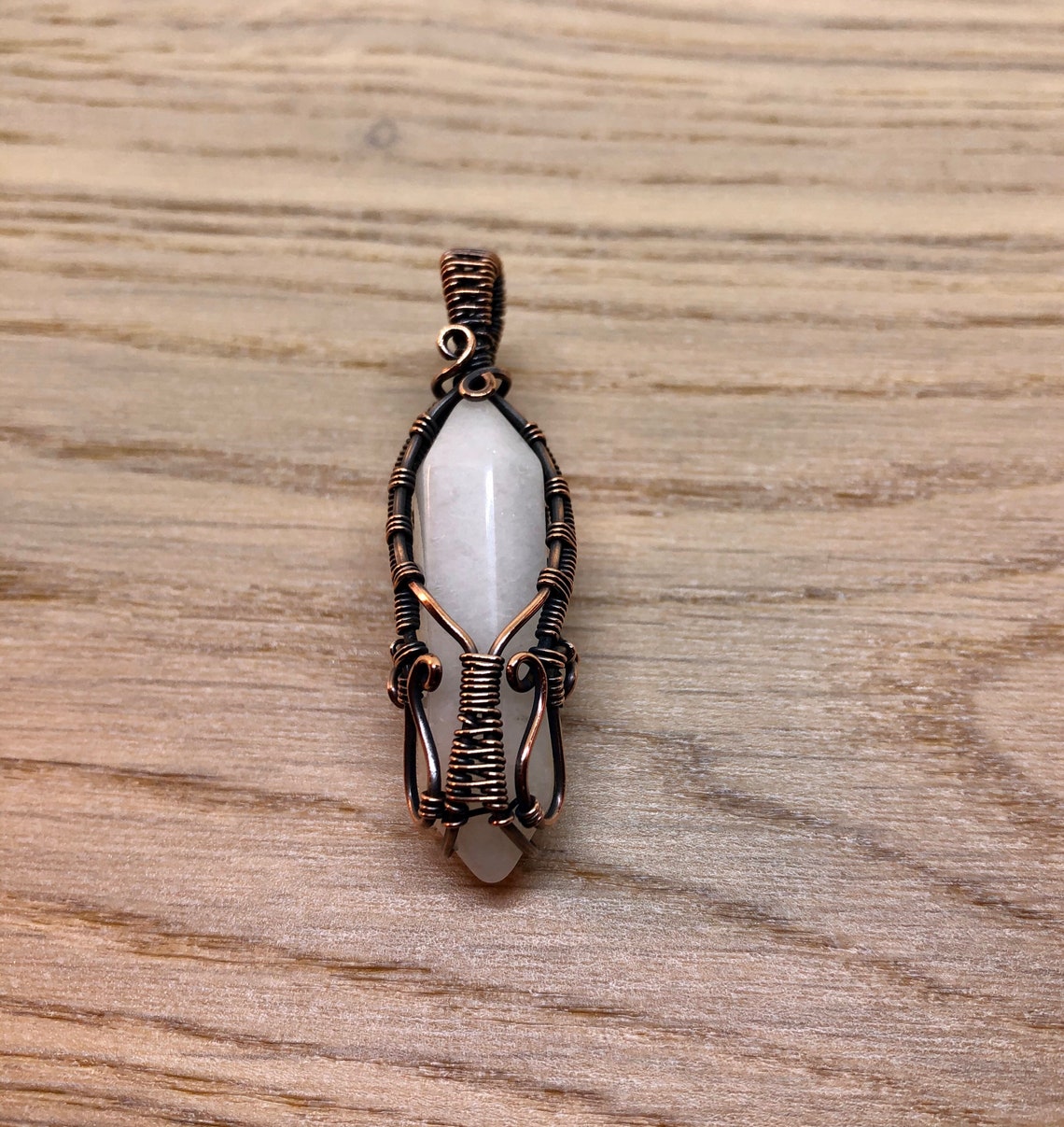 Amulet Faux Selenite Point & Copper Wire Wrapped Pendant - Etsy