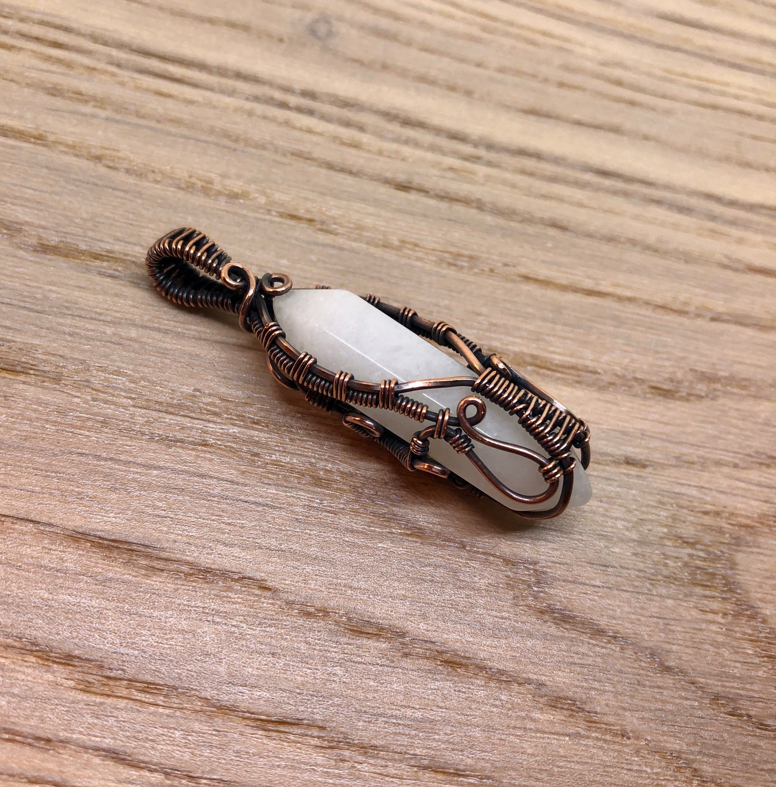 Amulet Faux Selenite Point & Copper Wire Wrapped Pendant - Etsy