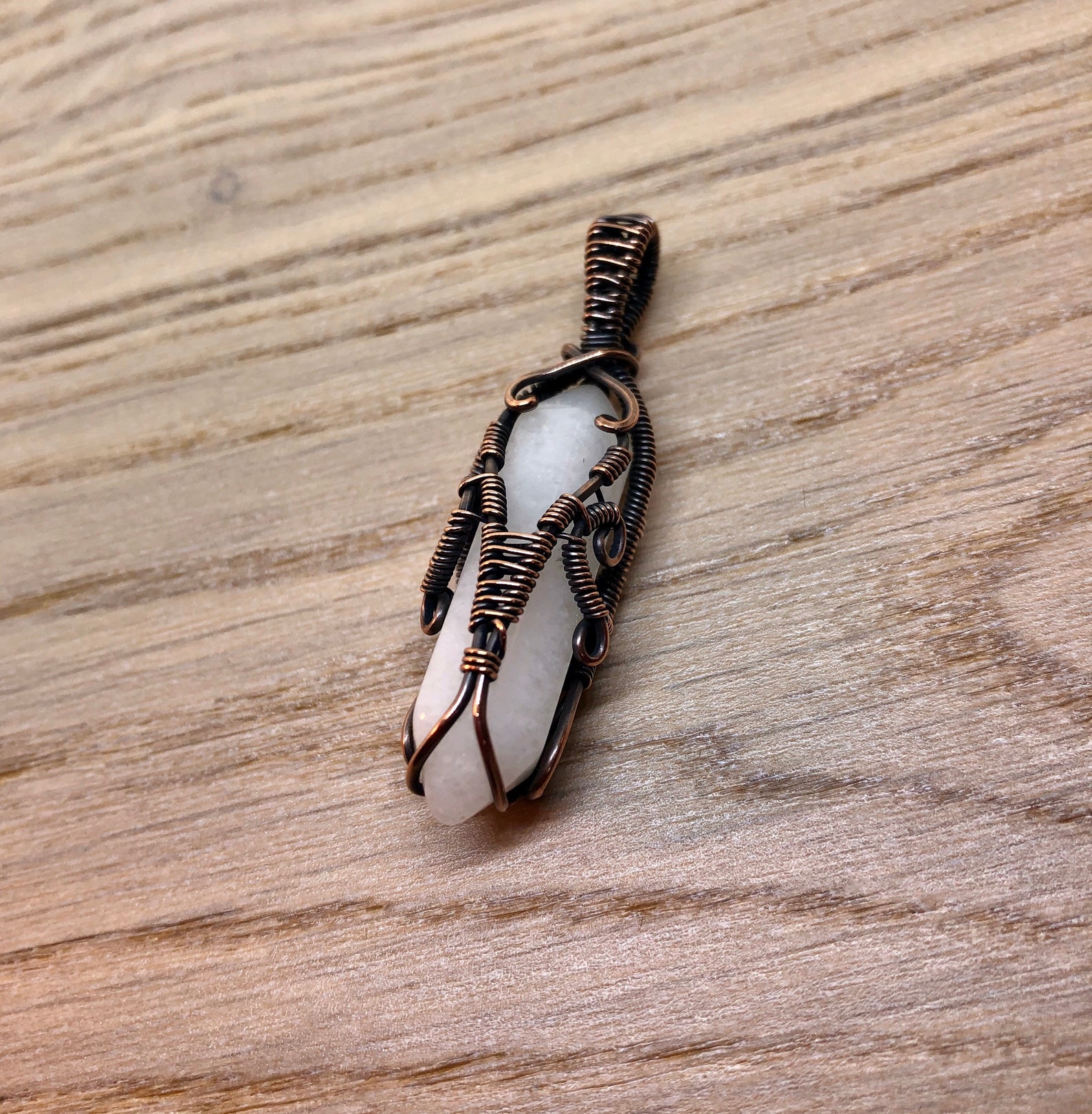 Amulet Faux Selenite Point & Copper Wire Wrapped Pendant - Etsy