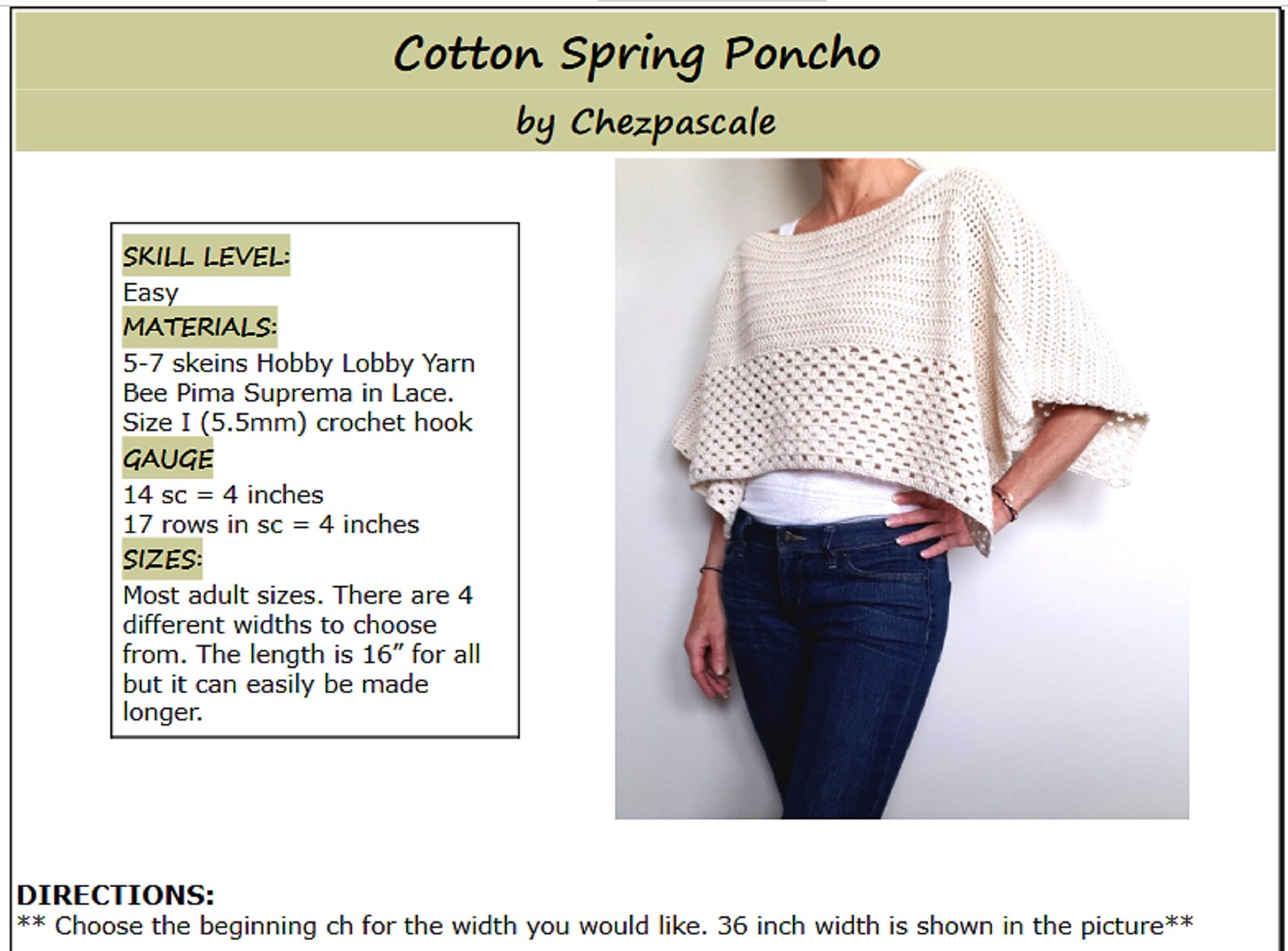 Cotton Spring Poncho Crochet Pattern PDF - Etsy