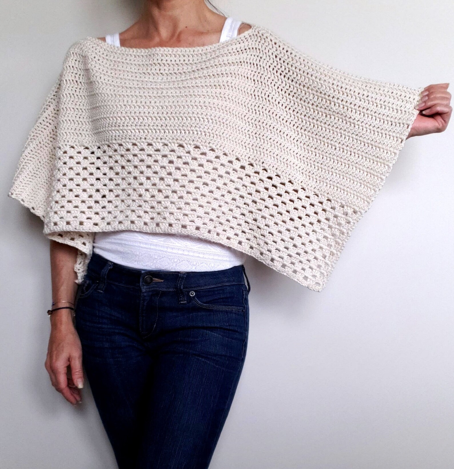 Cotton Spring Poncho Crochet Pattern PDF Easy - Etsy