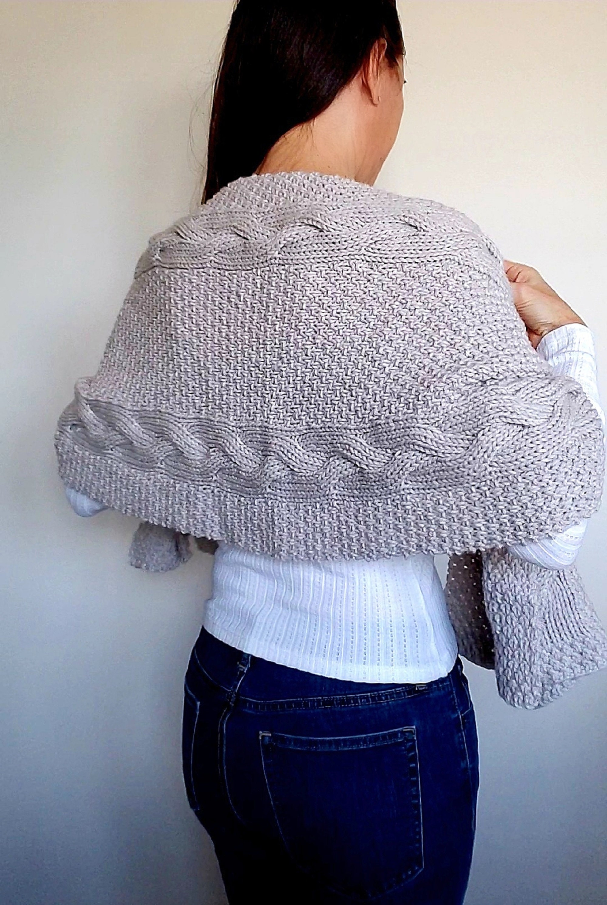 Reversible Cable Knit Shawl PDF Pattern Scarf Pattern Wrap - Etsy