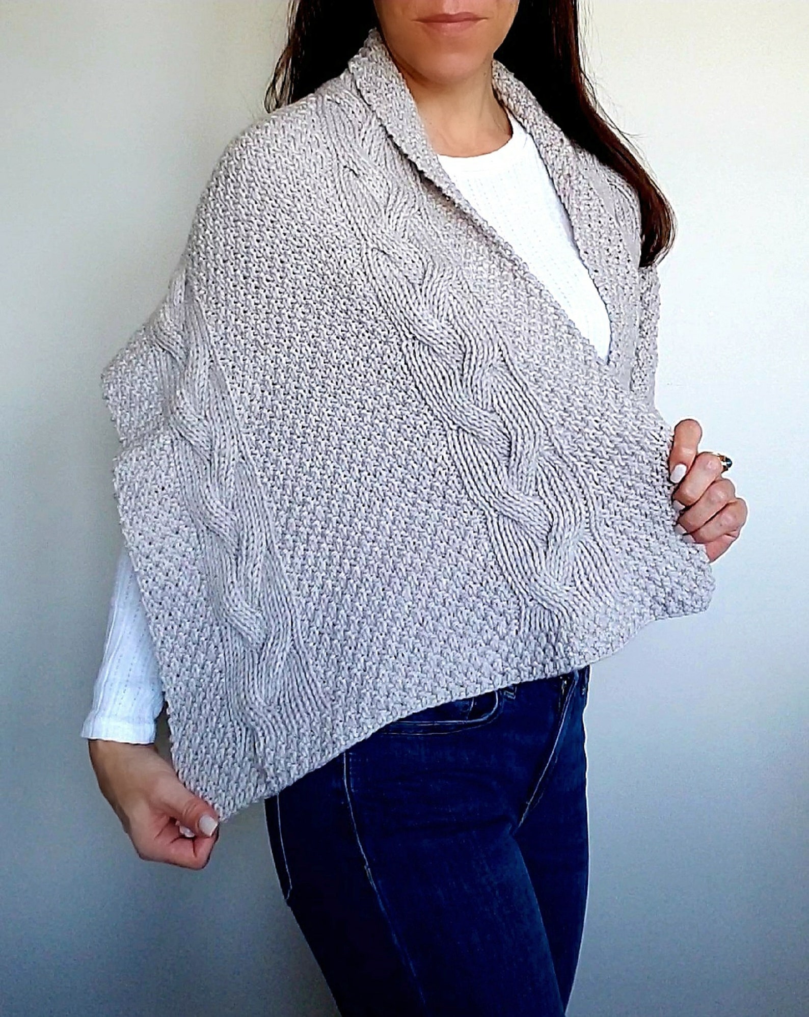 Reversible Cable Knit Shawl PDF Pattern Scarf Pattern Wrap - Etsy