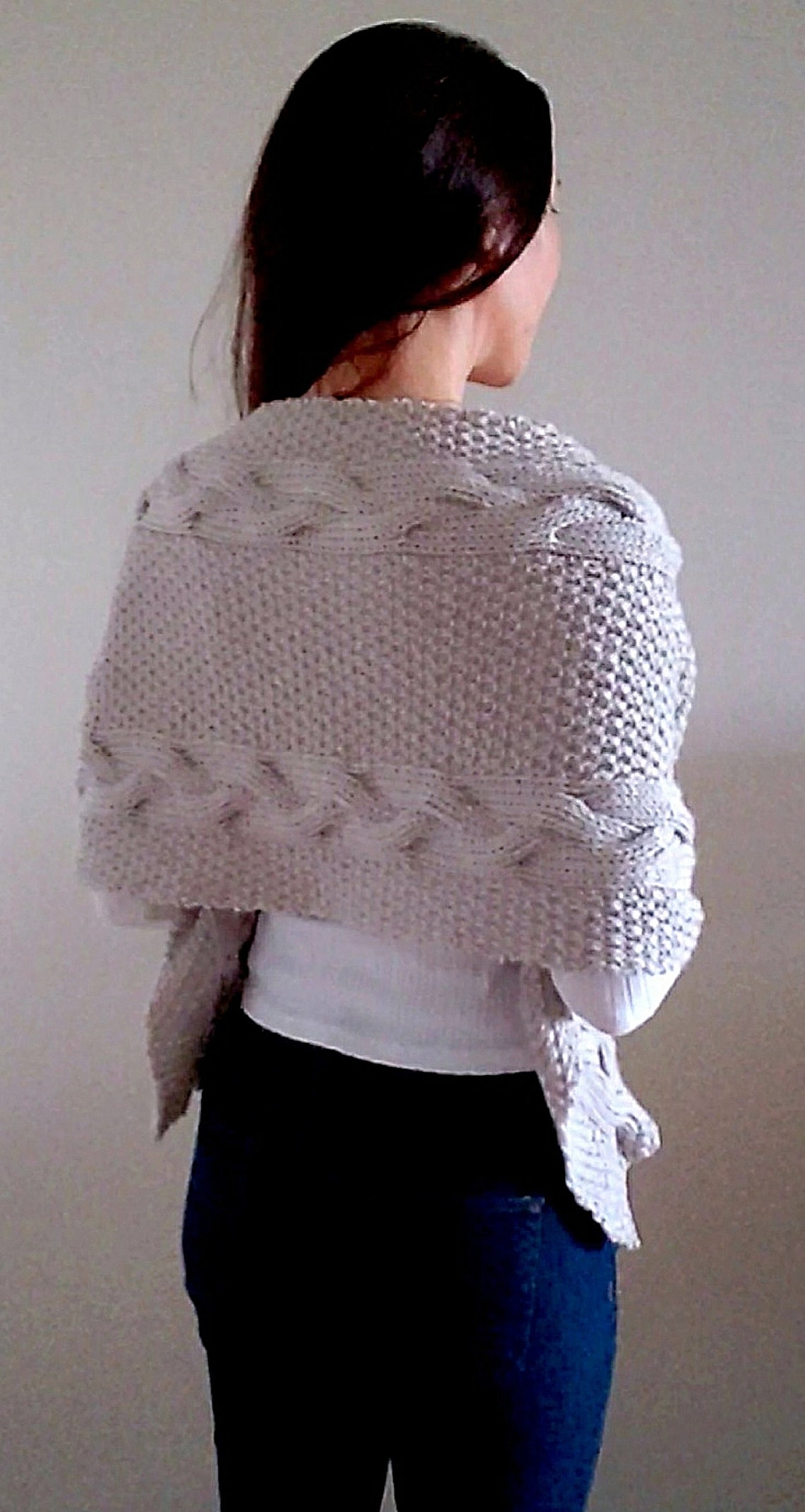 Reversible Cable Knit Shawl PDF Pattern Scarf Pattern Wrap - Etsy