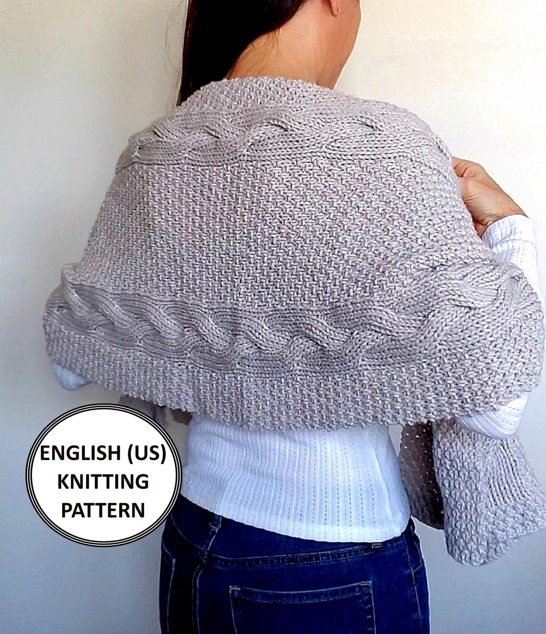 Reversible Cable Knit Shawl PDF Pattern Scarf Pattern Wrap - Etsy