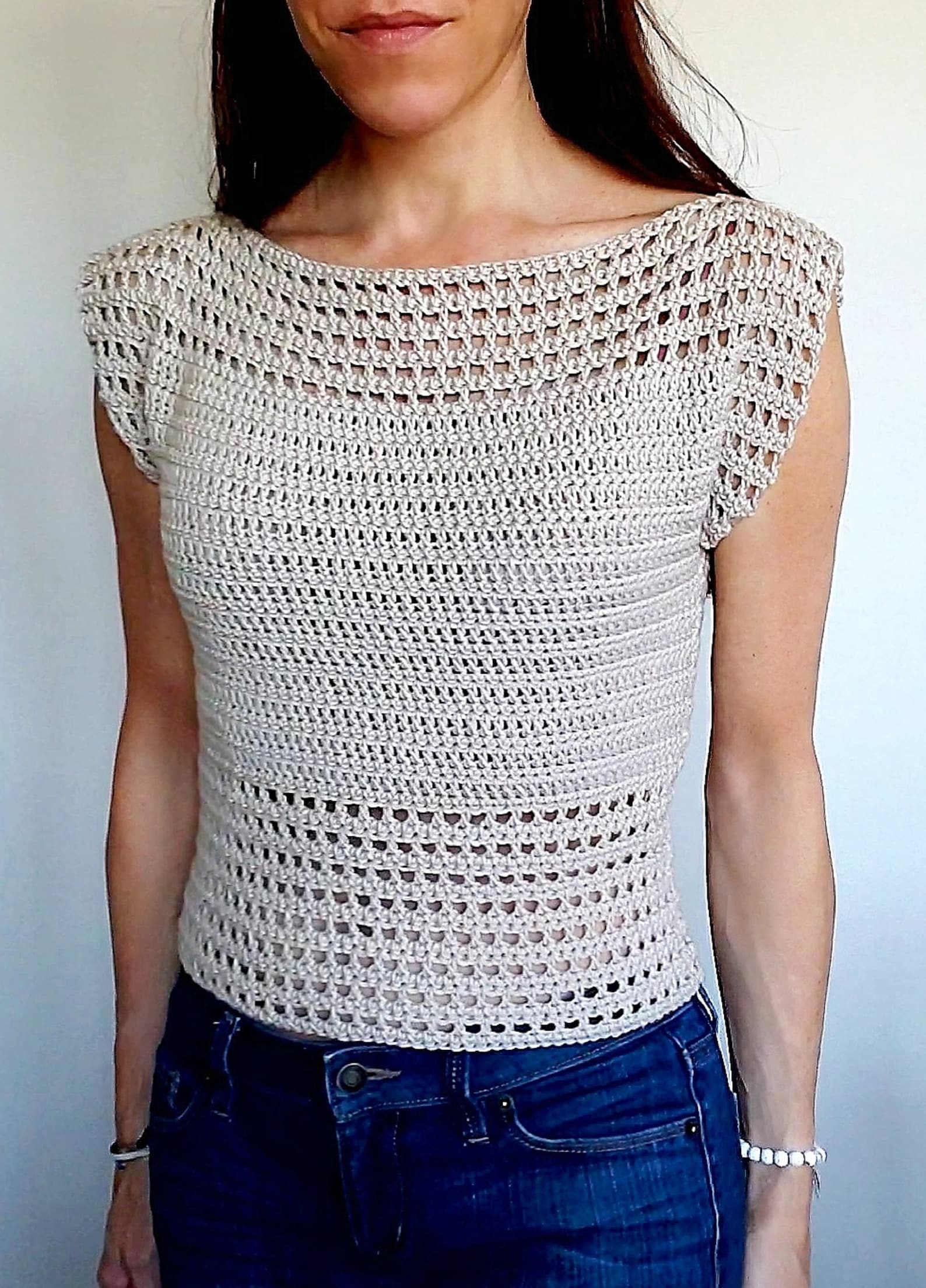 Timeless Mesh Top Crochet Pattern PDF Easy Beginner Cap Sleeves - Etsy