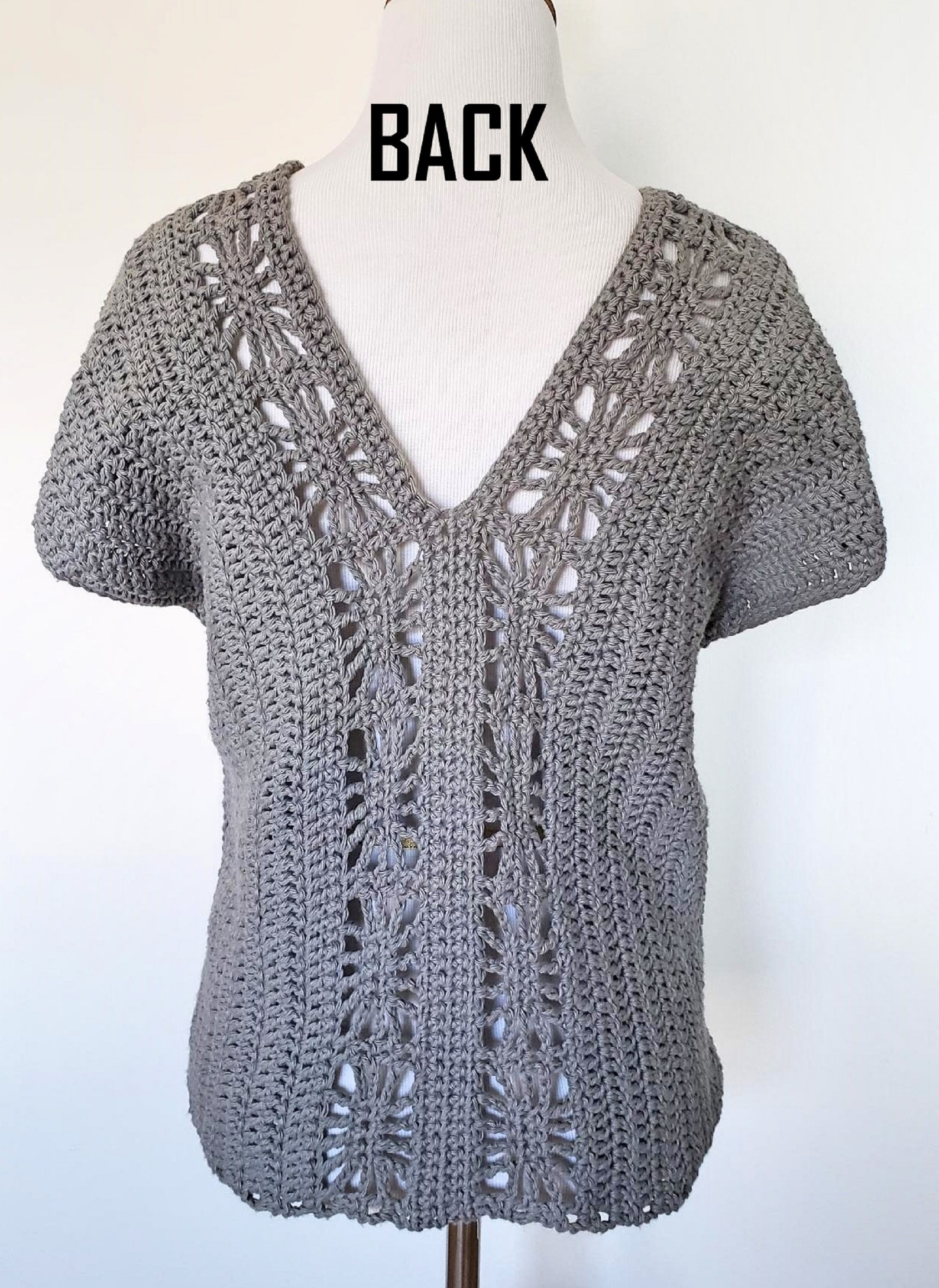 Motif V Neck Top Crochet Pattern PDF - Etsy