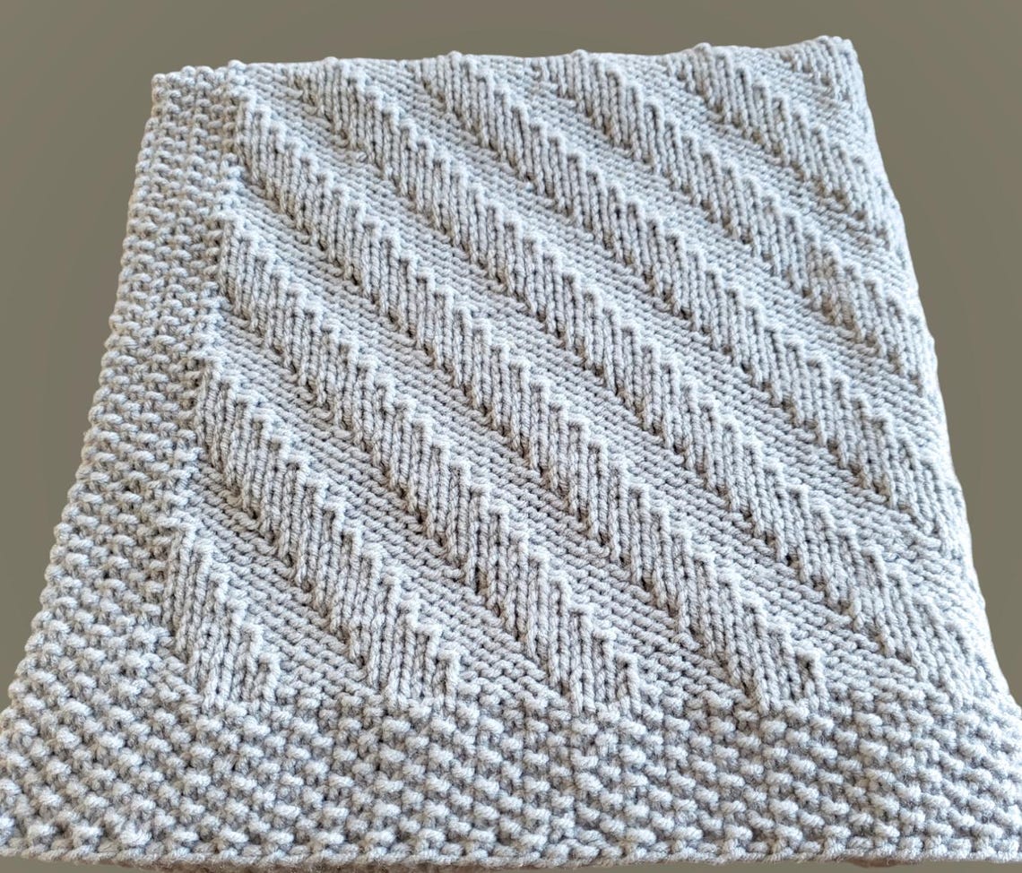 Reversible Knit Baby Blanket Knitting Pattern PDF Easy - Etsy