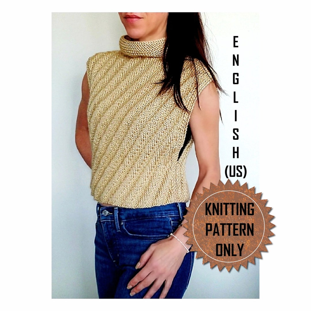 Diagonal Vest Knitting Pattern PDF Sleeveless Sweater - Etsy