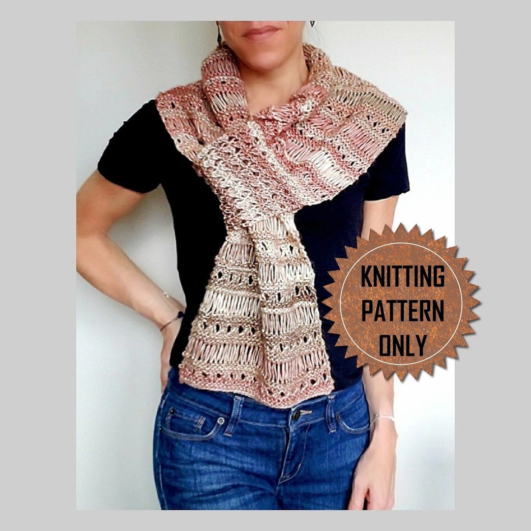 Knitting Pattern Blissful Dropped Stitch Scarf PDF Easy - Etsy