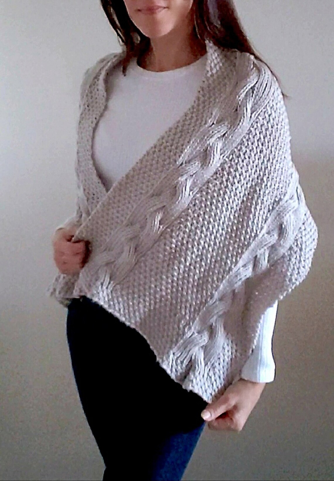 Reversible Cable Knit Shawl PDF Pattern Scarf Pattern Wrap - Etsy