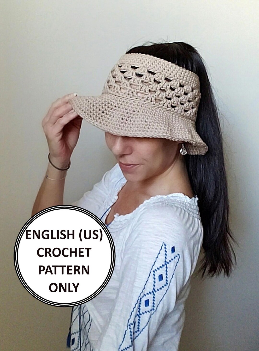 Crownless Granny Sun Hat Crochet Pattern PDF - Etsy