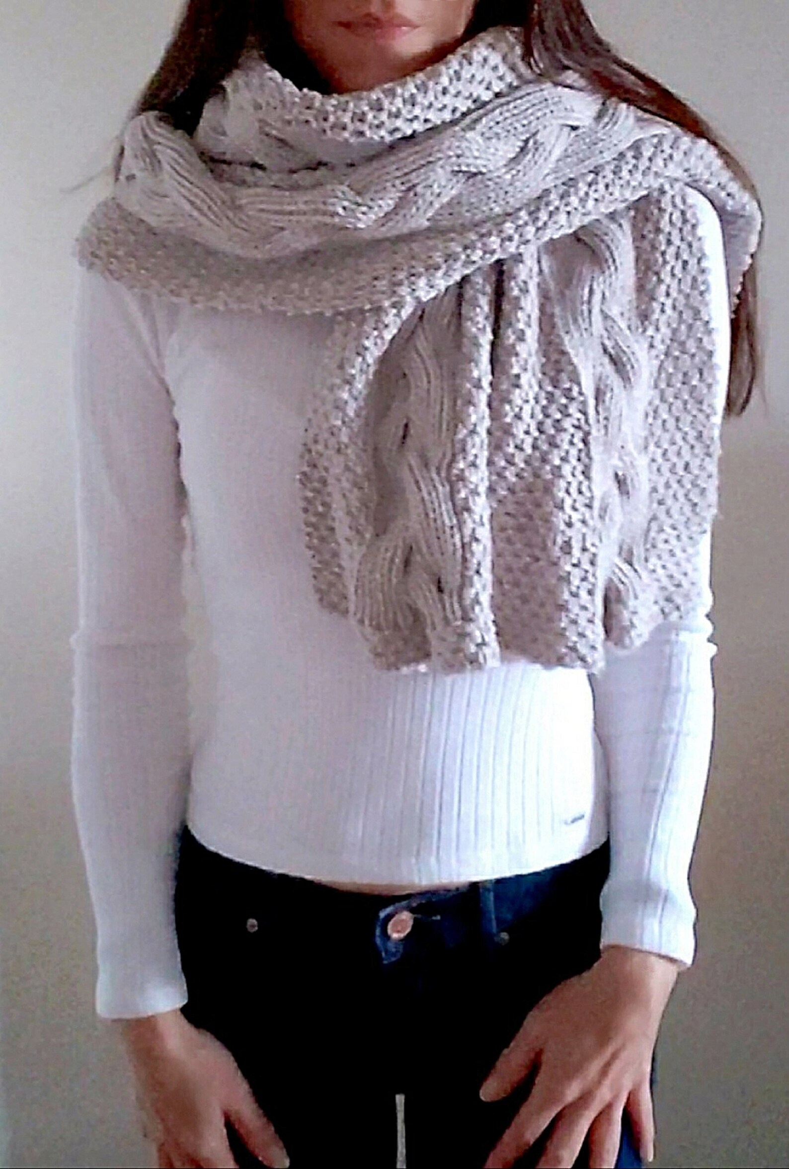 Reversible Cable Knit Shawl PDF Pattern Scarf Pattern Wrap - Etsy