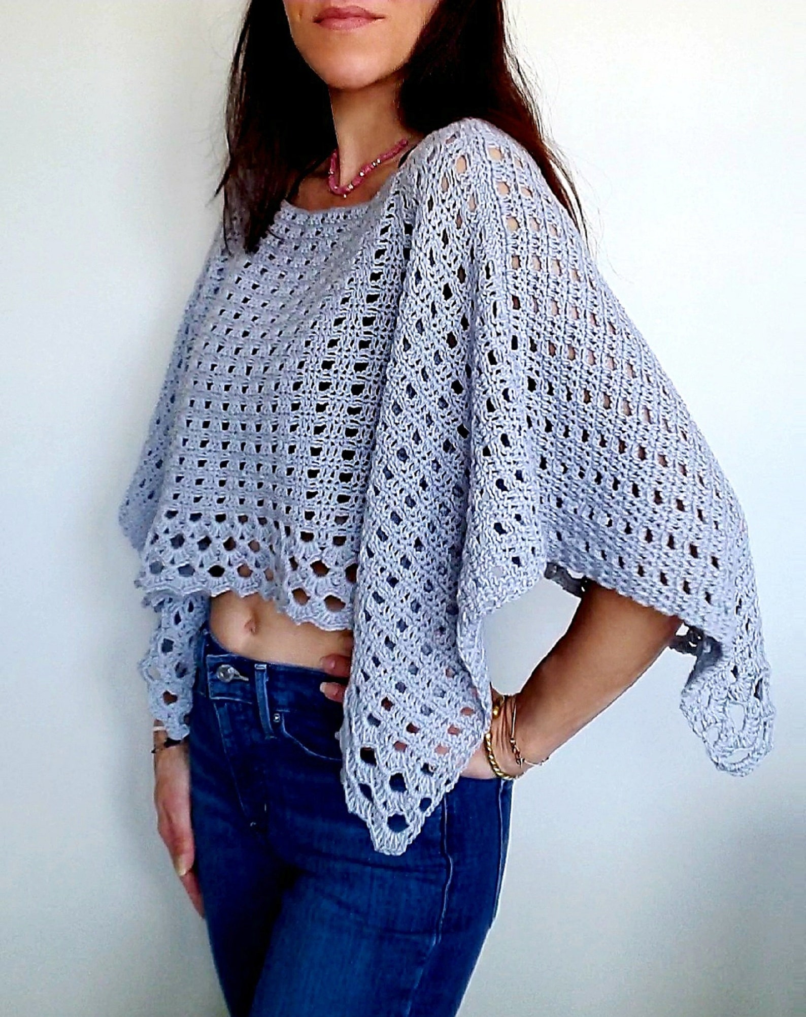 Wispy Summer Poncho Crochet Pattern PDF Easy Top - Etsy