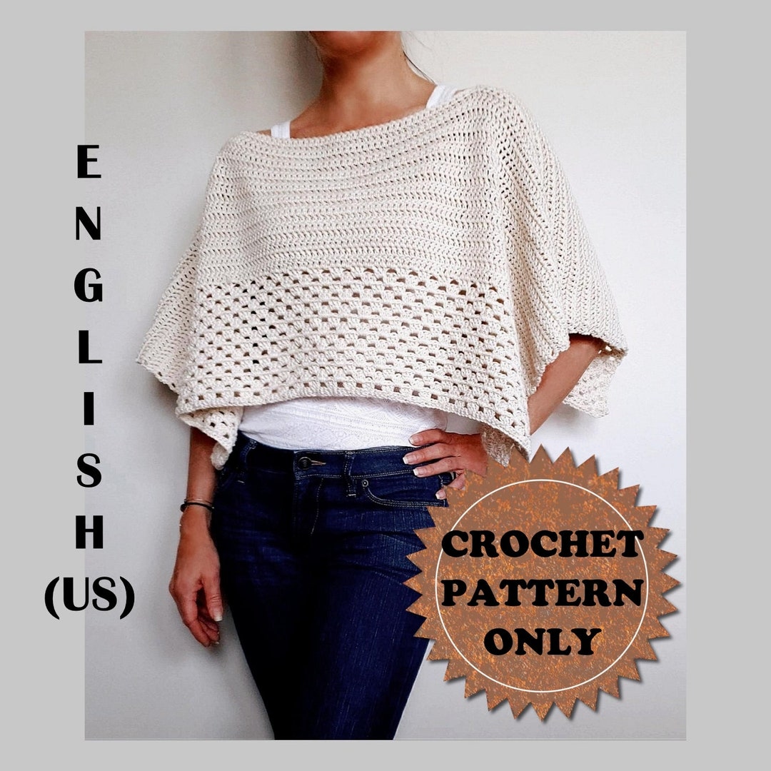 Cotton Spring Poncho Crochet Pattern PDF Easy - Etsy