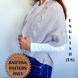 Reversible Cable Knit Shawl PDF Pattern Scarf Pattern Wrap - Etsy