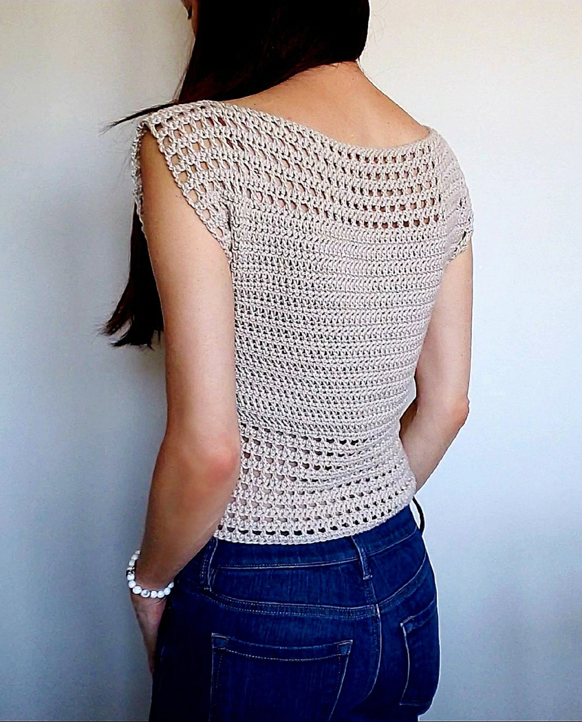 Timeless Mesh Top Crochet Pattern PDF Easy Beginner Cap Sleeves - Etsy