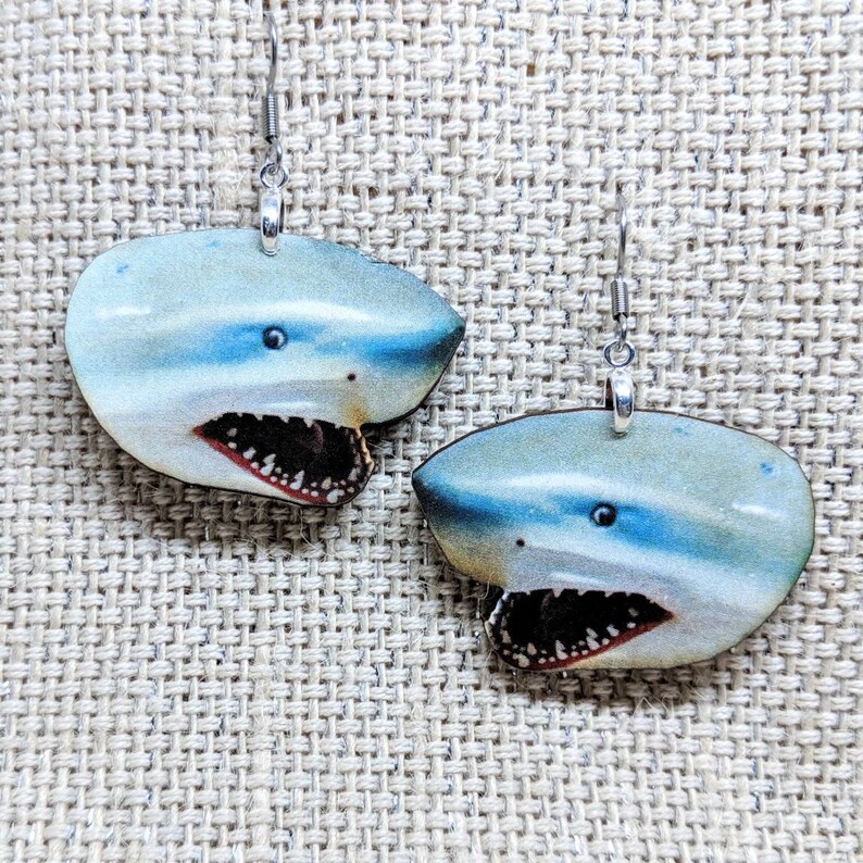 Shark Earrings / Shark Head Earrings / Shark Gift / Nautical | Etsy