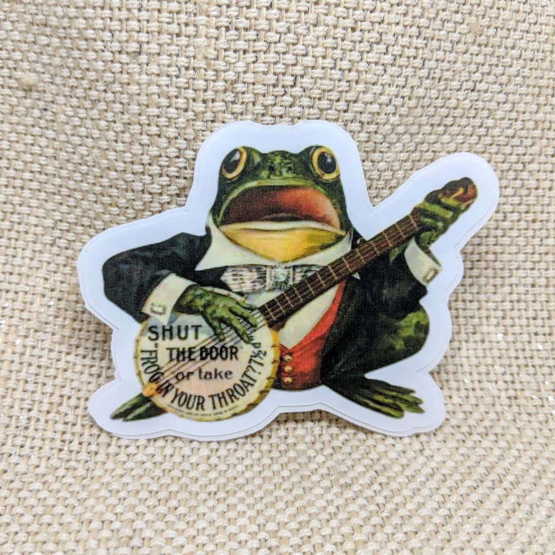 Banjo Frog Sticker / Frog Man / Vinyl Sticker / Vintage Image / Phone ...