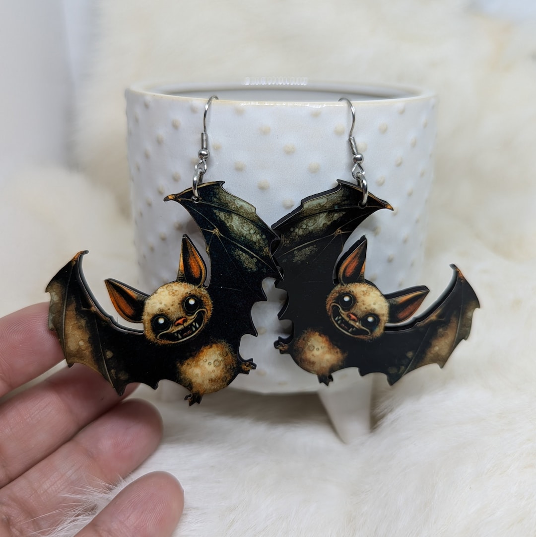 Bat Earrings DOUBLE SIDED / Bartholomew Batty Mcbatterson / Animal ...