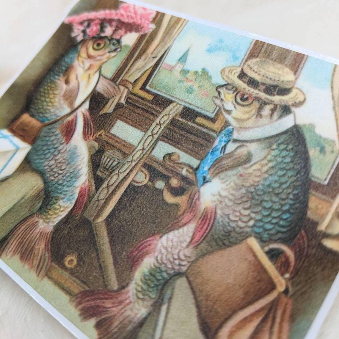 Vintage Fish Sticker / Vintage Train Sticker / Water Bottle - Etsy