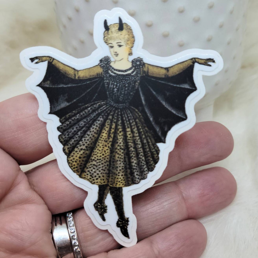 Bat Girl Sticker / Creepy Sticker / Vinyl Sticker / Vintage Image ...