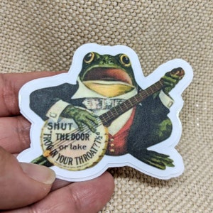 Banjo Frog Sticker / Frog Man / Vinyl Sticker / Vintage Image / Phone ...