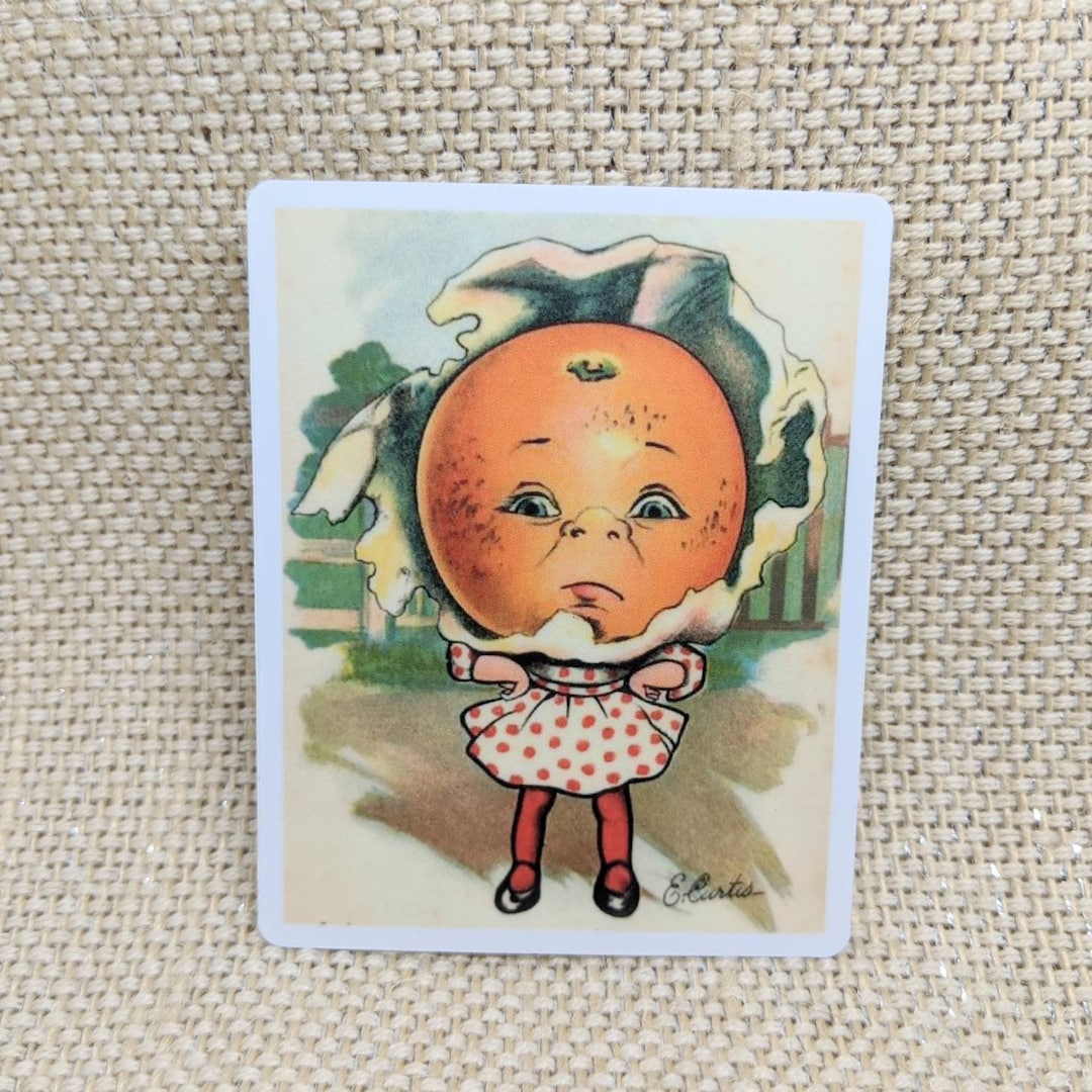 Vintage Orange Girl Sticker / Vintage Orange Vinyl Sticker / Vintage ...