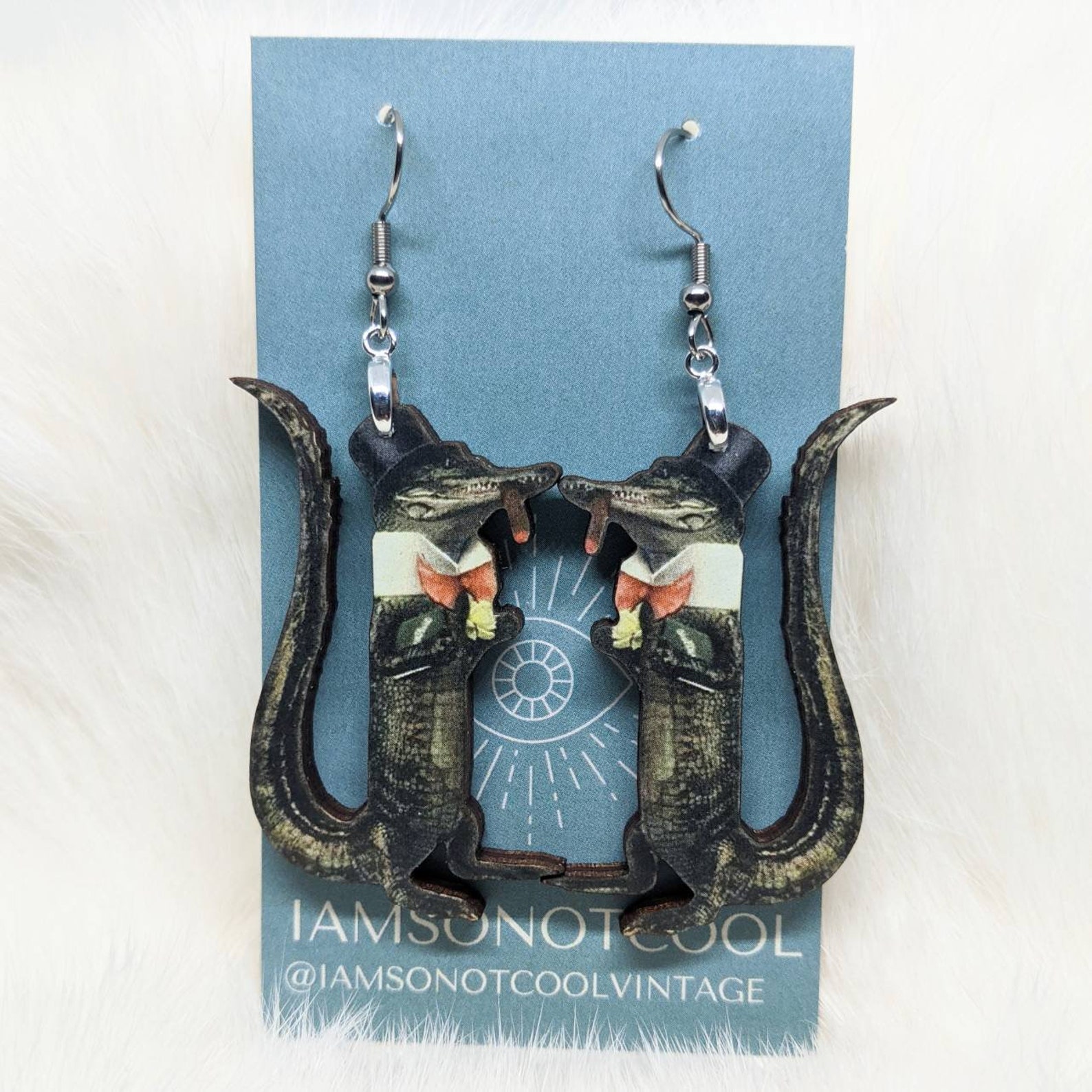 Gator Earrings / Dapper Alligator Earrings / Creepy Earrings / - Etsy
