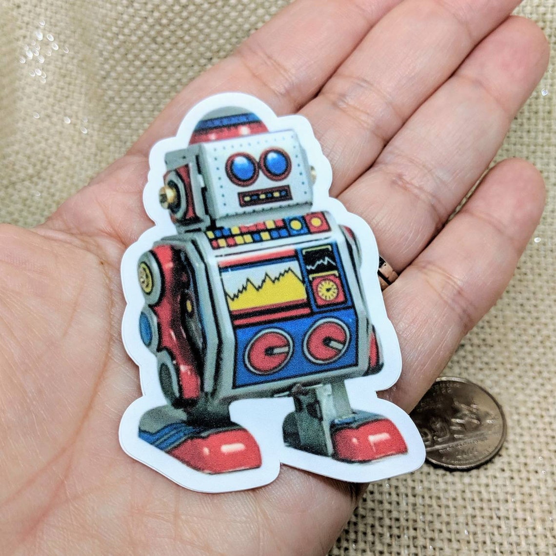 Vintage Robot Sticker / Bumper Sticker / Vinyl Sticker / | Etsy
