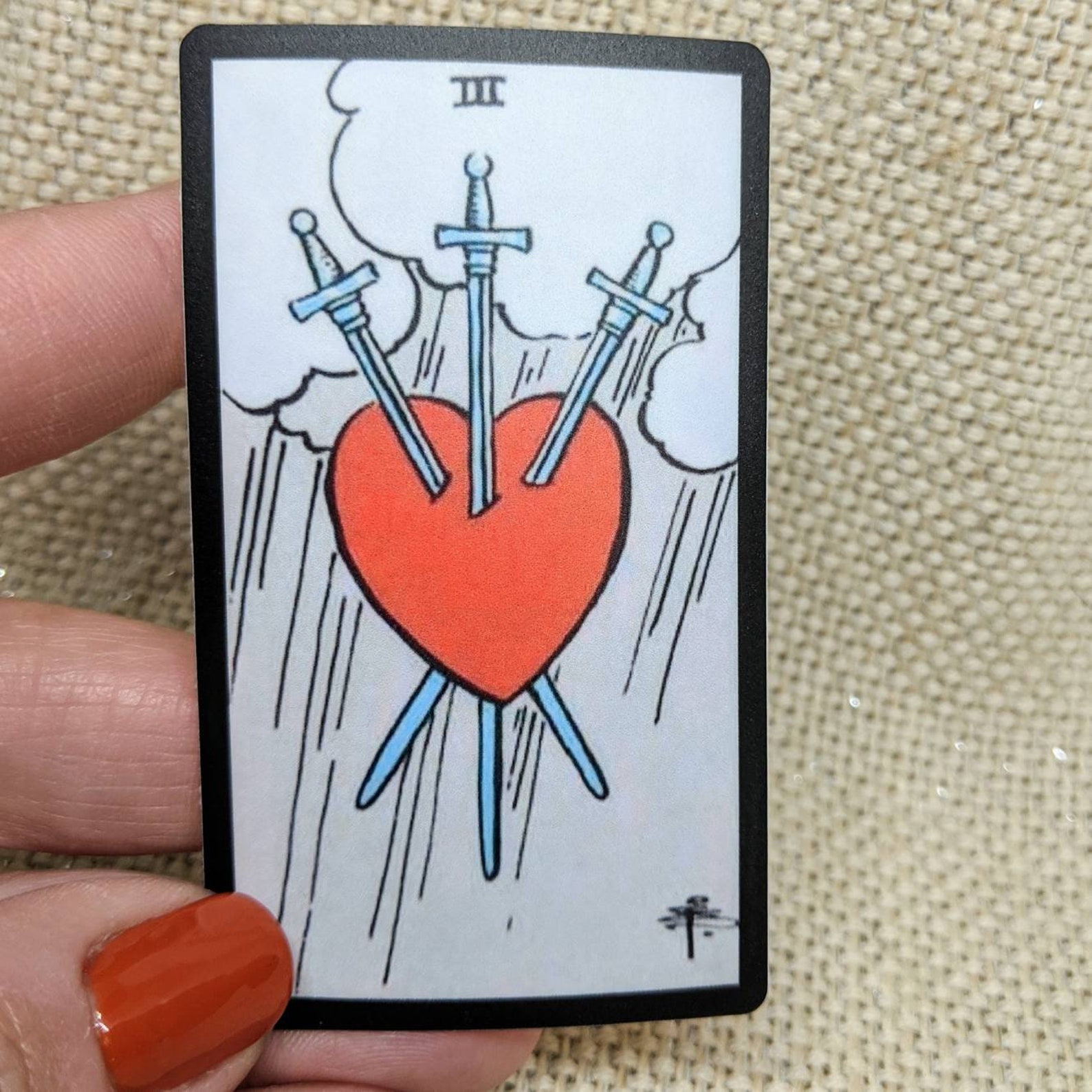 Three of Swords Sticker / Tarot Card Sticker / Vinyl Sticker / | Etsy
