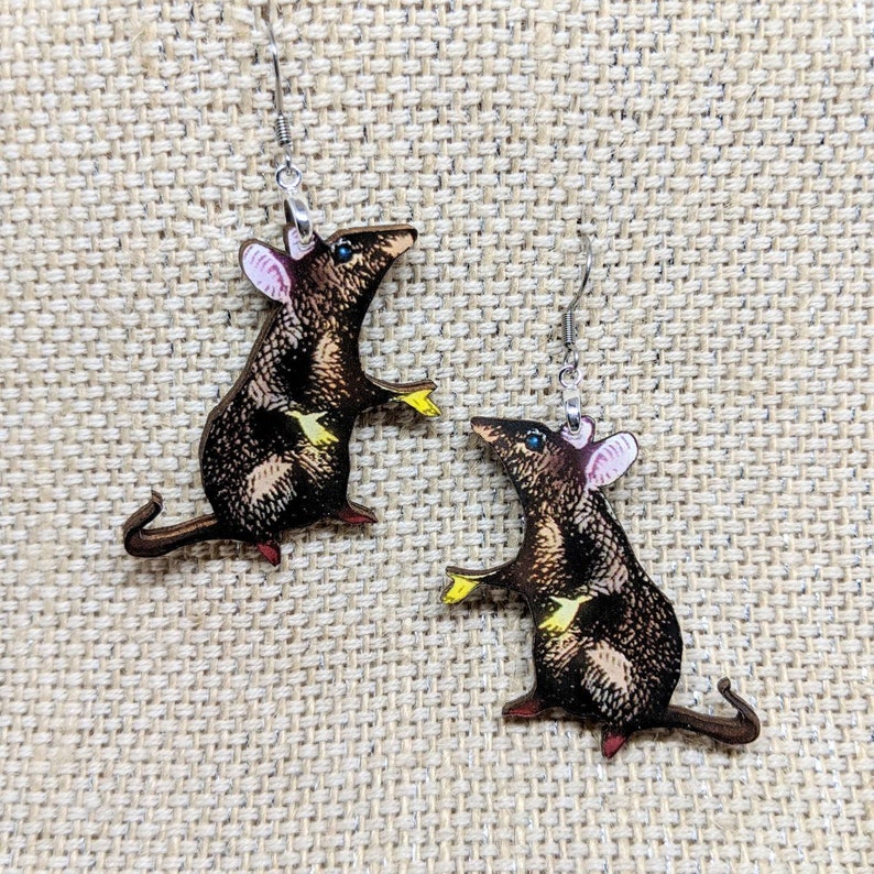 Rat Earrings / Pet Rat Jewelry / Laser Cut Wood Handmade - Etsy
