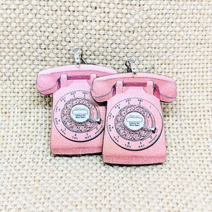 Telephone Earrings / Phone Earrings / Handmade Wood Earrings / Handmade ...
