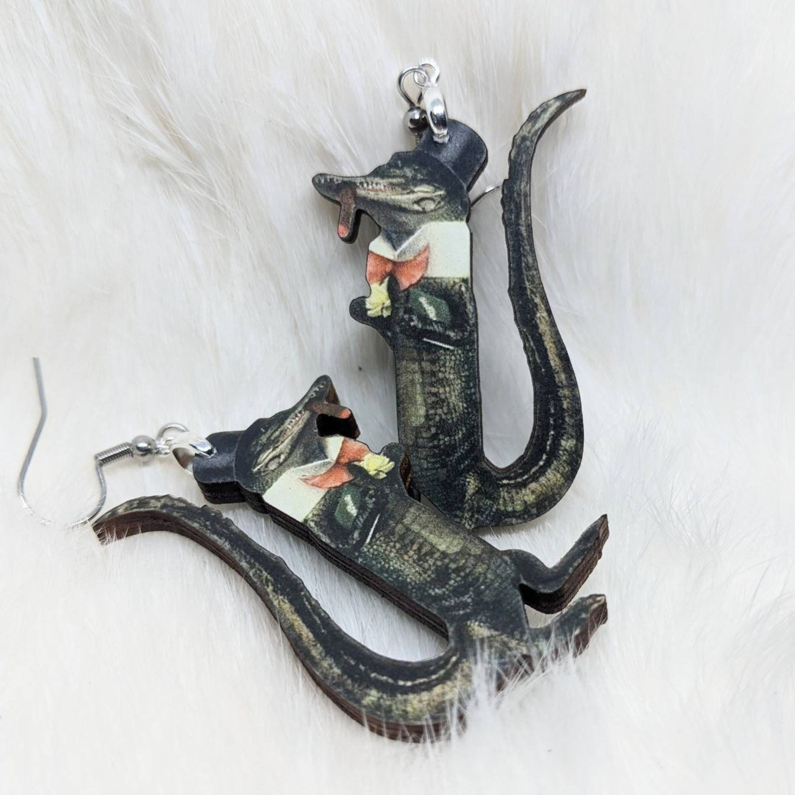 Gator Earrings / Dapper Alligator Earrings / Creepy Earrings / - Etsy