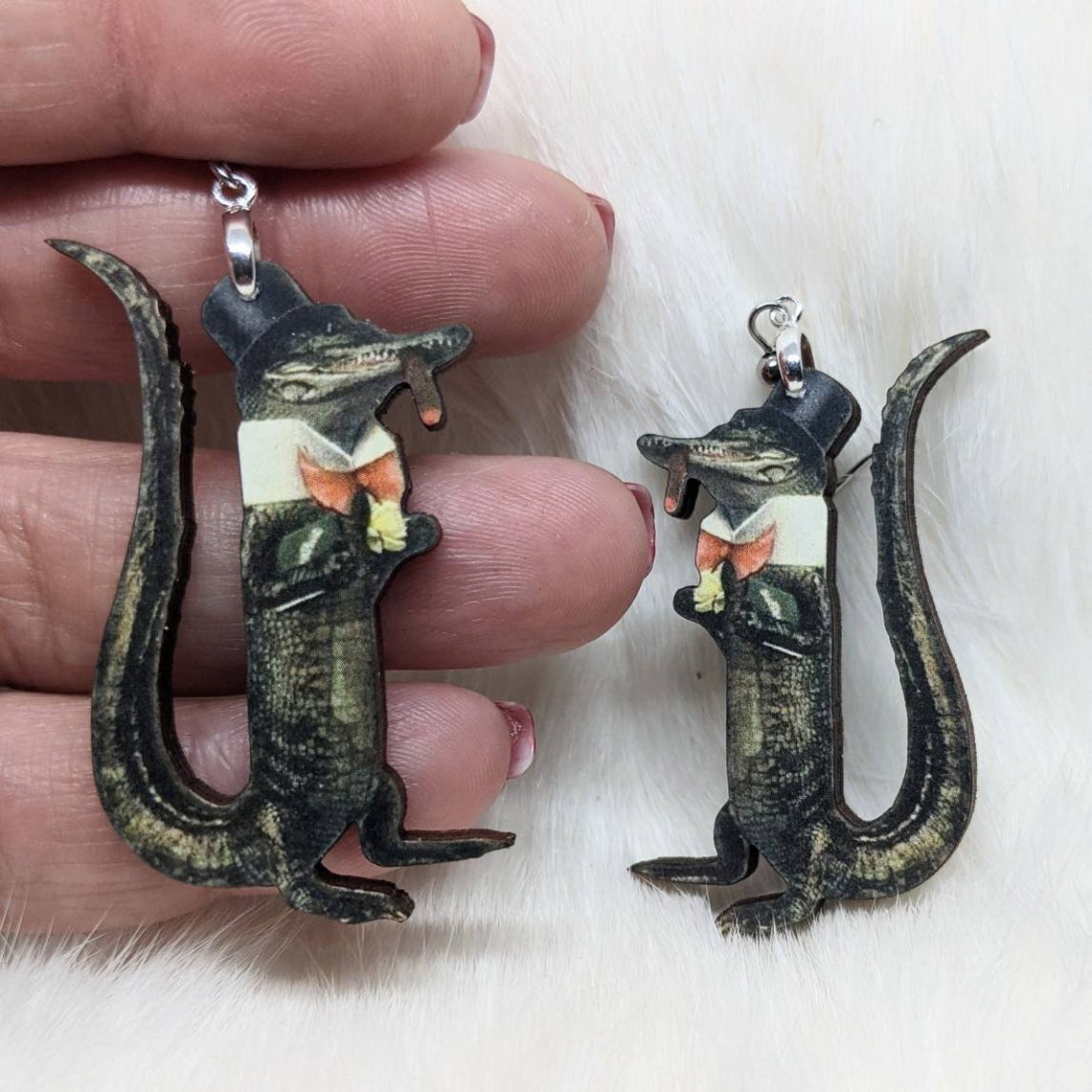 Gator Earrings / Dapper Alligator Earrings / Creepy Earrings / - Etsy