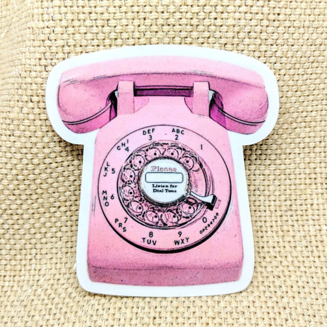Pink Rotary Phone Sticker: Vintage Vinyl Decal - Etsy