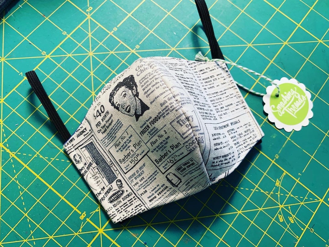 Vintage Newspaper Face Mask - Etsy