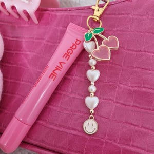 Handmade Pink Lip Balm Charms: Cherry or Bow Beaded Lip Gloss Charms - Etsy