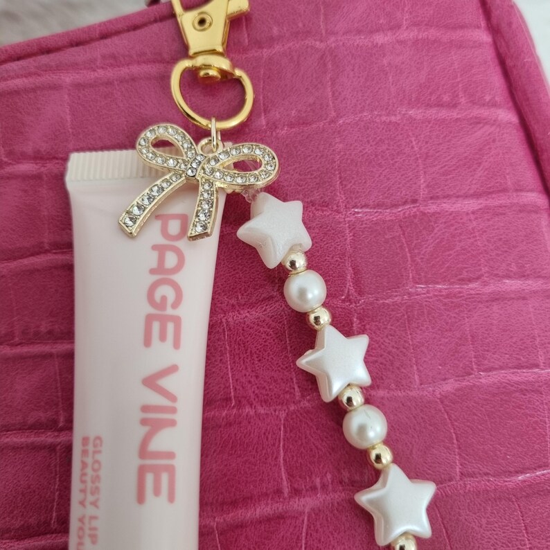 Handmade Pink Lip Balm Charms: Cherry or Bow Beaded Lip Gloss Charms - Etsy
