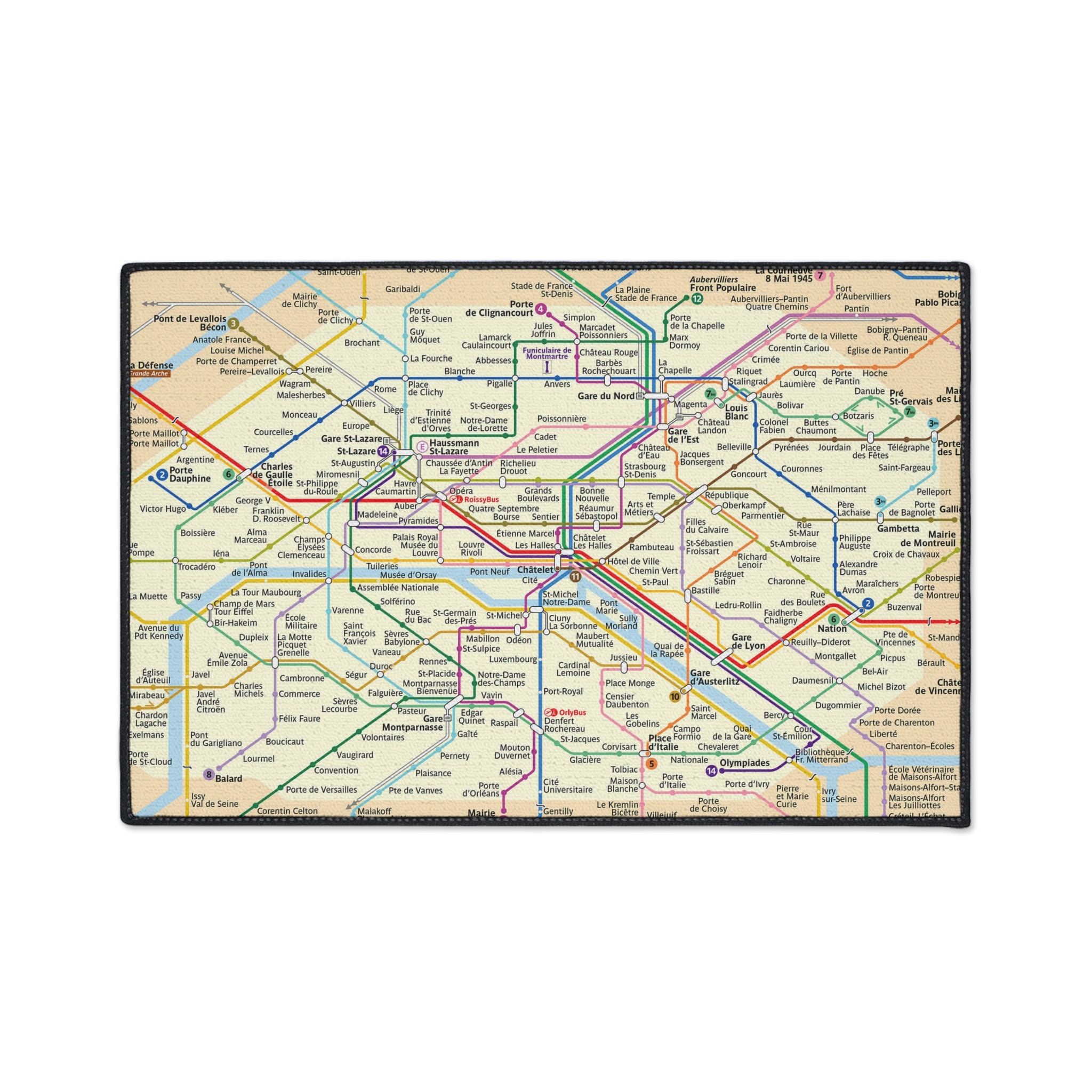 PARIS METRO MAP Floor Mat, Francophile Decor, French Lovers Gift ...