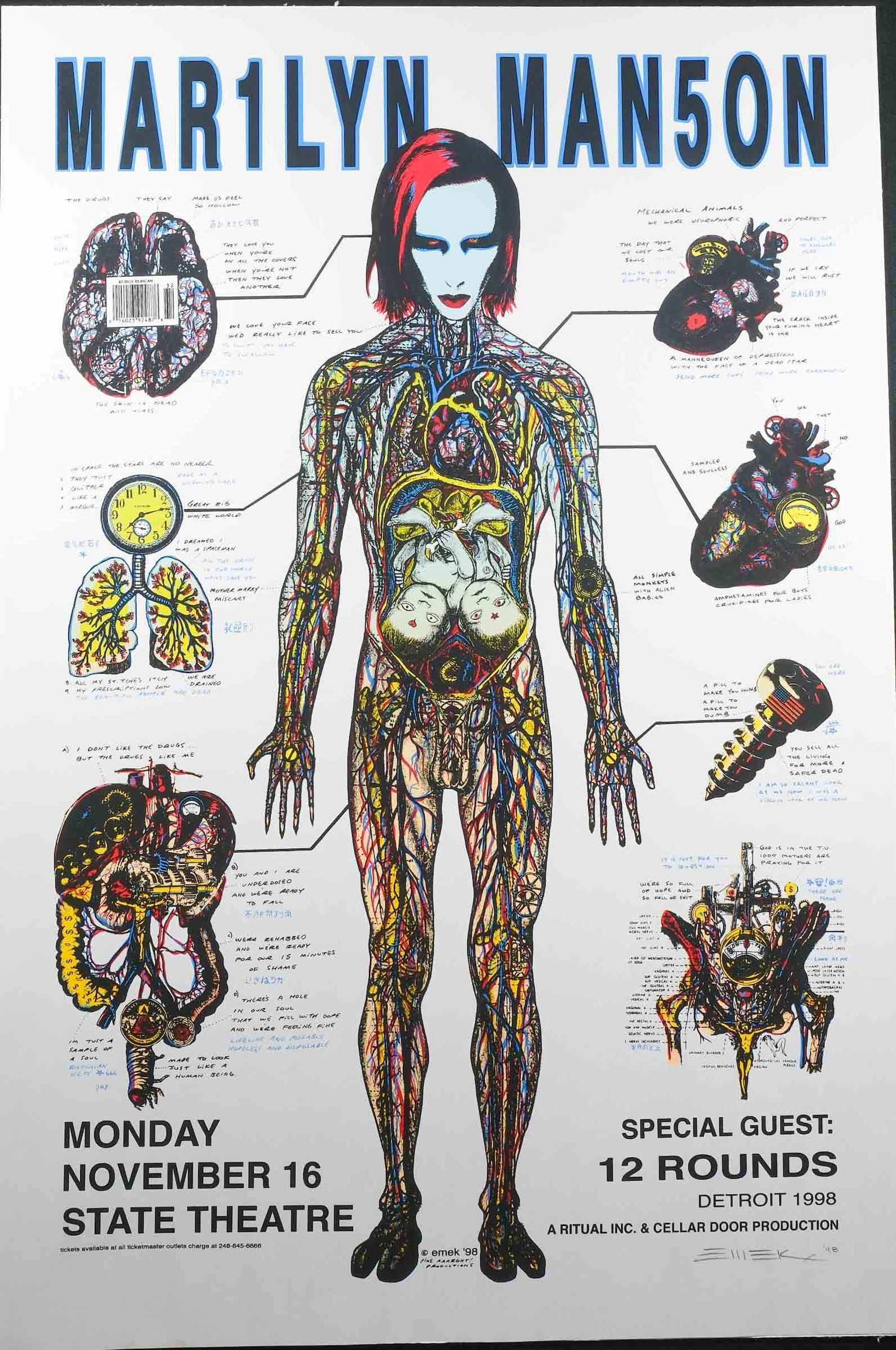Emek Marilyn Manson 1998 Detroit Concert Poster - Etsy