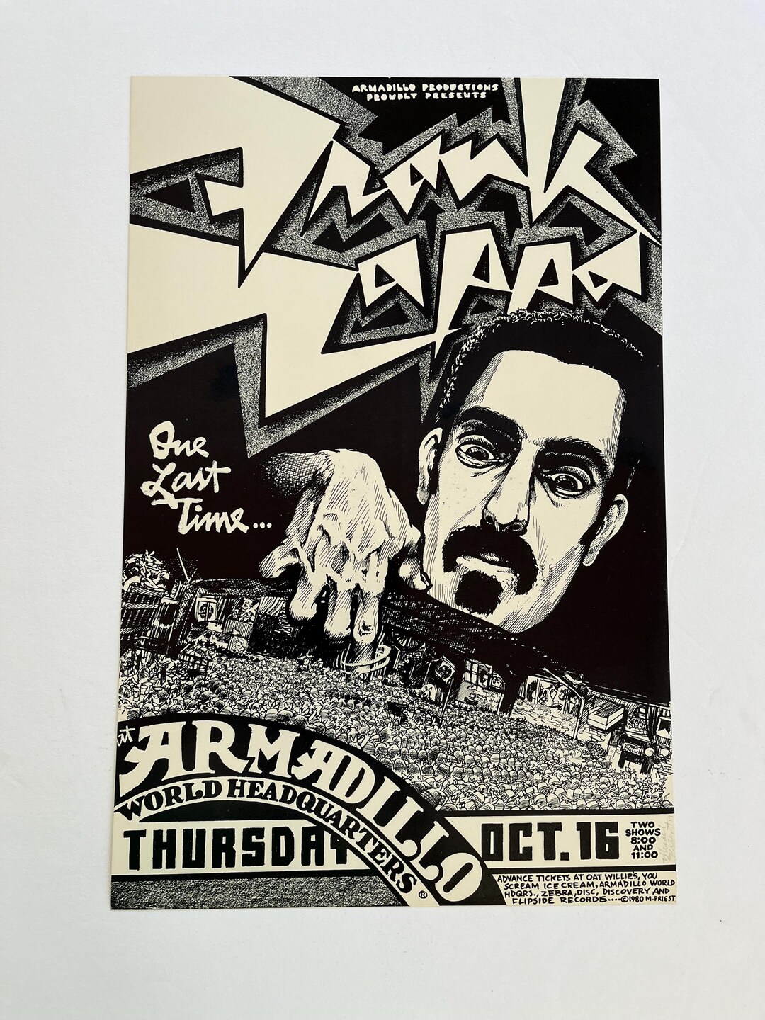 Frank Zappa 1980 Micael Priest Armadillo World Headquarters Austin TX Original Concert Poster - Etsy