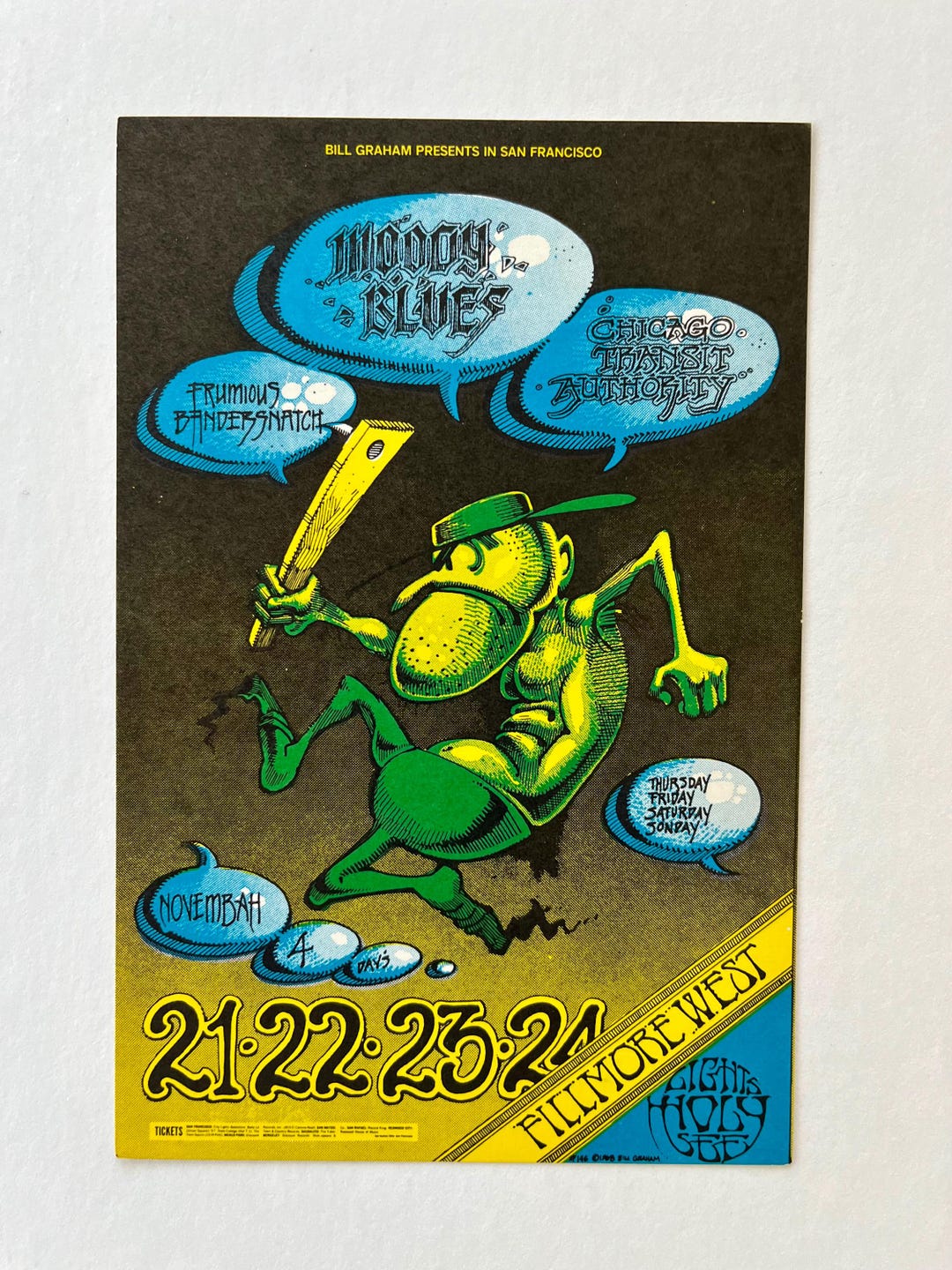 Alton Kelley Stanley Mouse Moody Blues Fillmore West 1968 Original Type ...