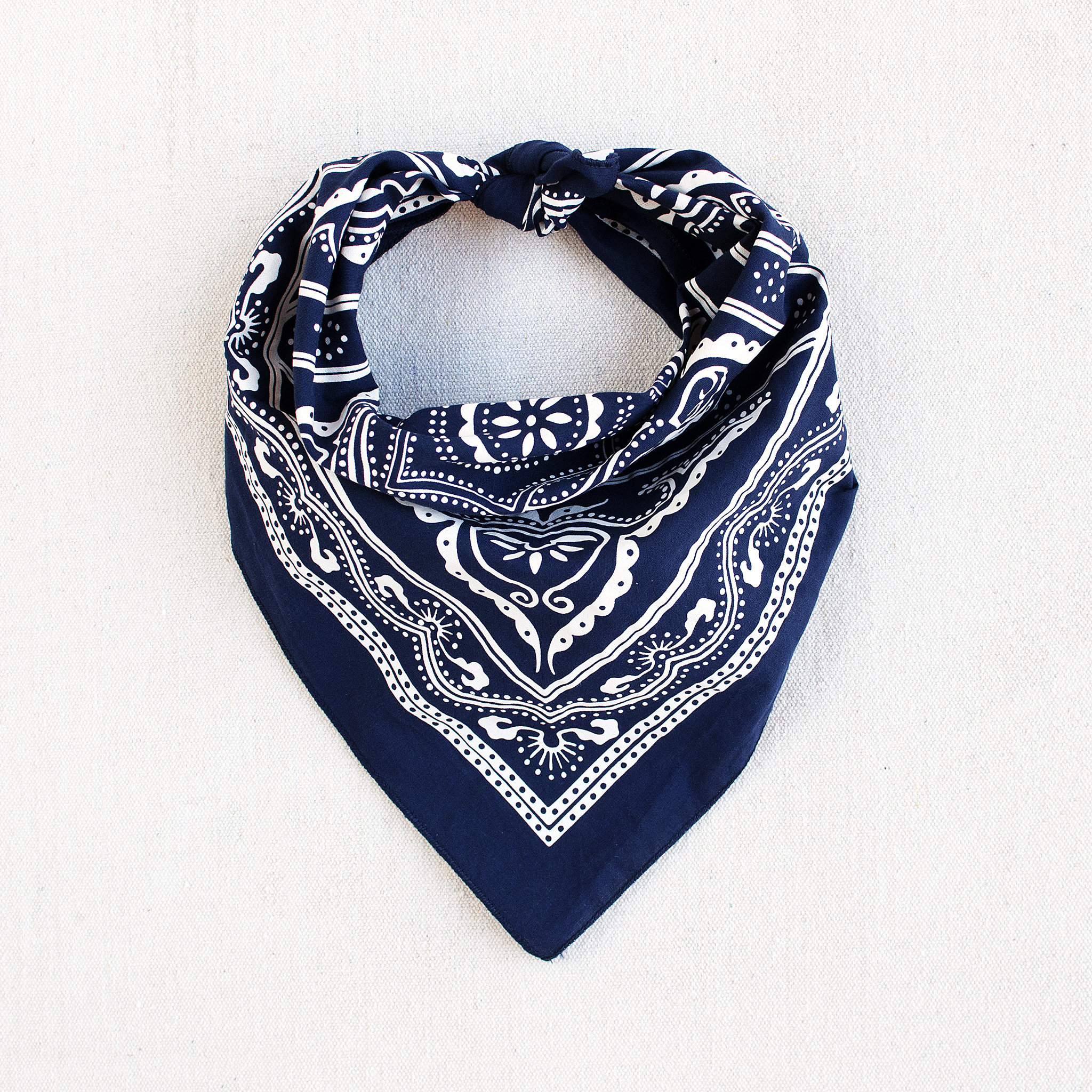 Navy Classic Made in USA Bandana, Hand Printed, 100% Cotton, Old Timey ...
