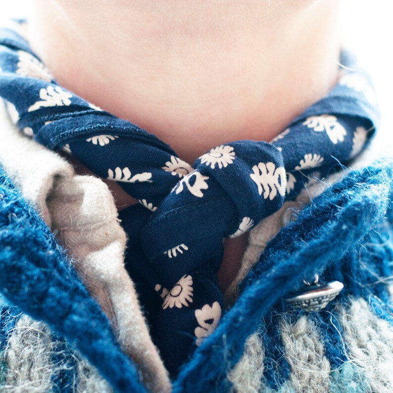 Blue Bandana Hand Printed Bandana Floral Print Hiker Gift | Etsy