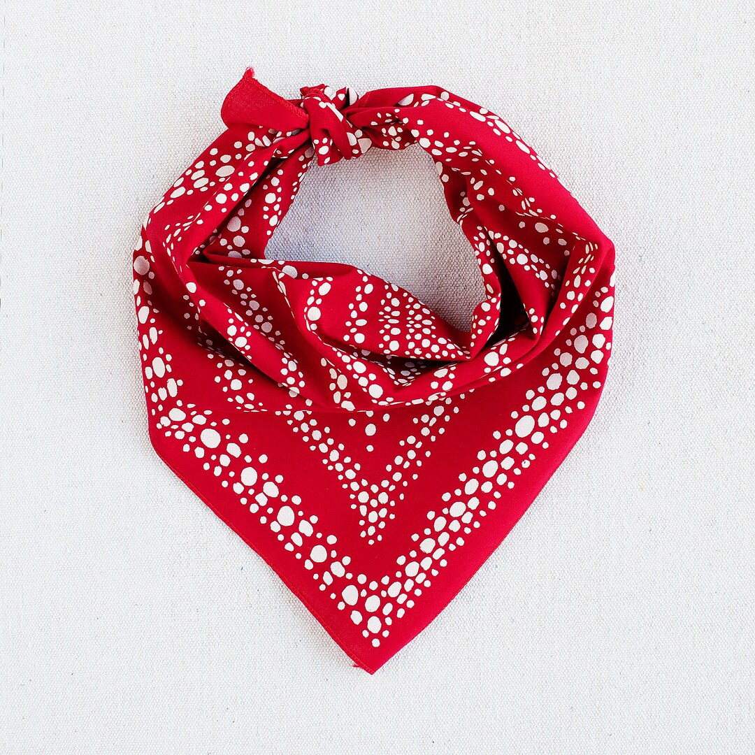 Red Bandana, Screen Printed, Fizzy Pattern, Bandana for Women and Men ...