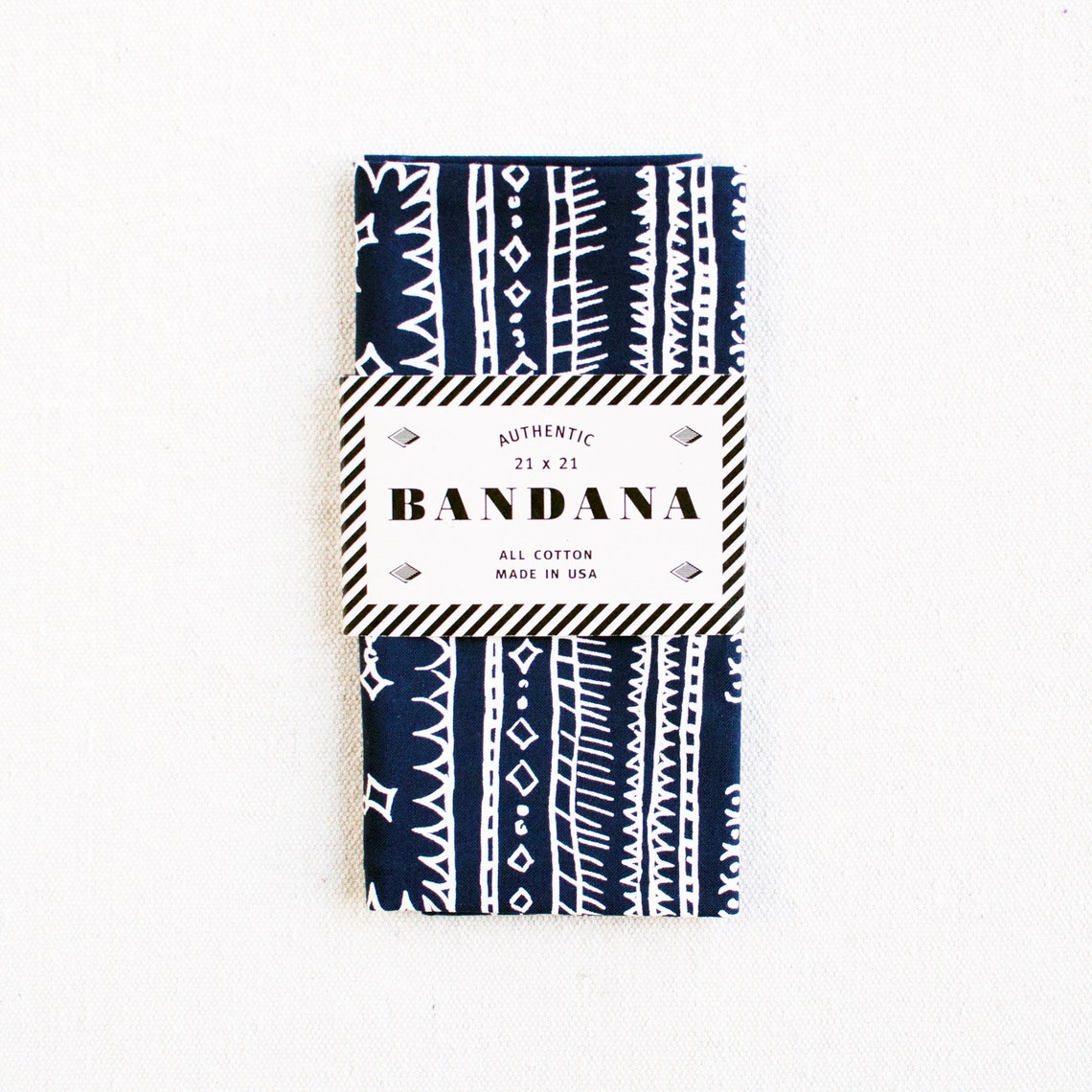 Navy Blue Bandana, Screen Printed, Geometric Diamond Pattern, Bandana ...