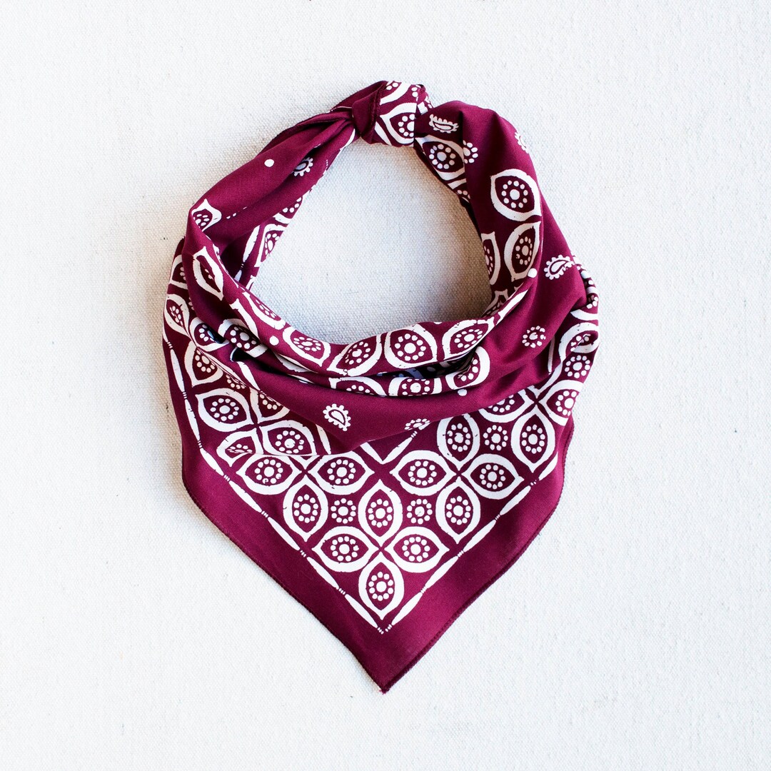 Hand Printed 100% Cotton Paisley Bandana, Mens Bandana, Womens Bandana ...